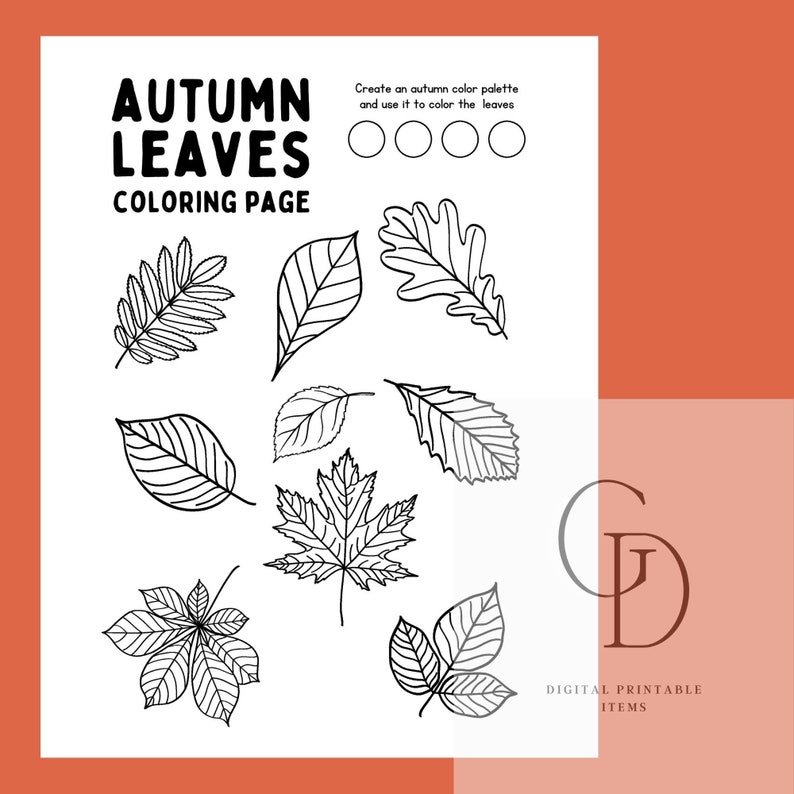Autumun Leaves Coloring Pages, Kids Coloring Pages, 10 Printable Pages ...