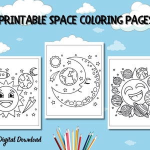 Spacecoloring Pages for Kids, Digital Coloring Book, Digital Printable ...