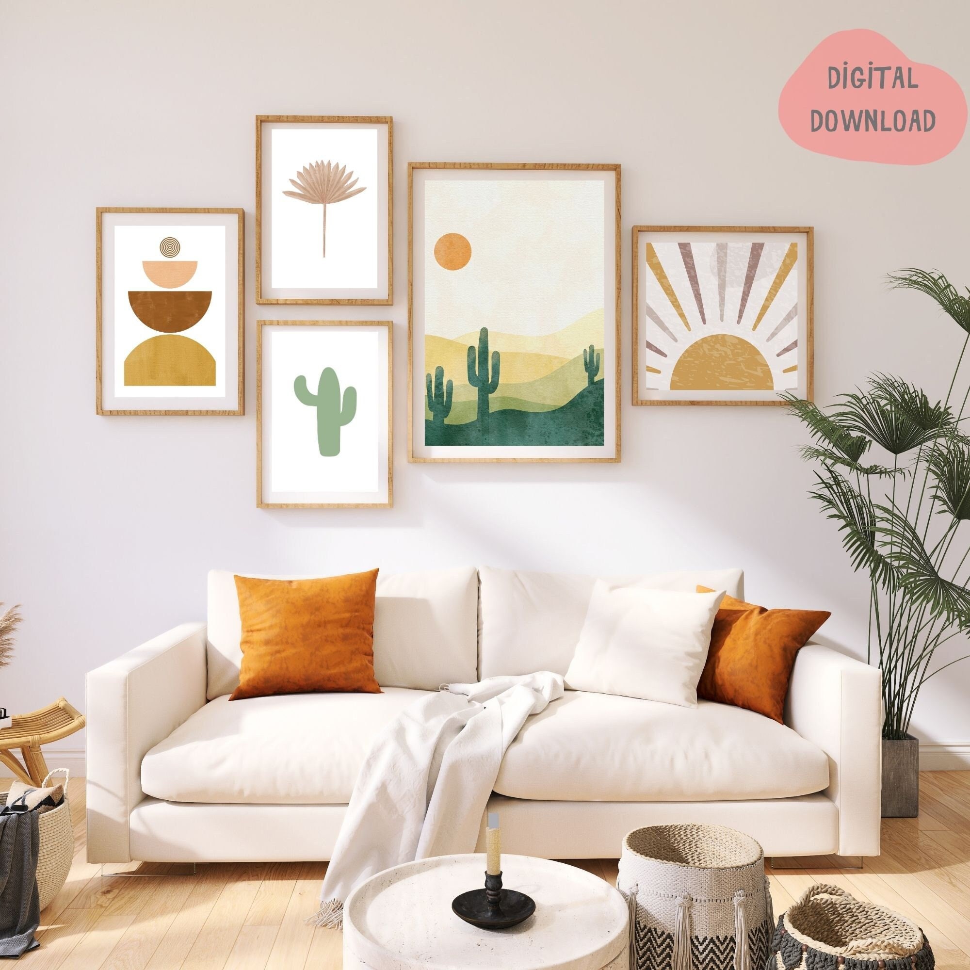 Boho Gallery Wall Art Set of 6 Printable Digital Download Home Modern ...