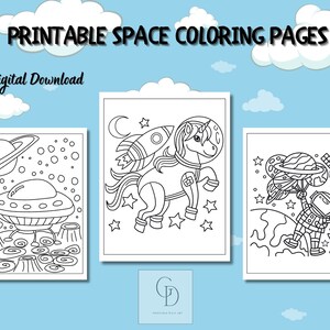 Spacecoloring Pages for Kids, Digital Coloring Book, Digital Printable ...