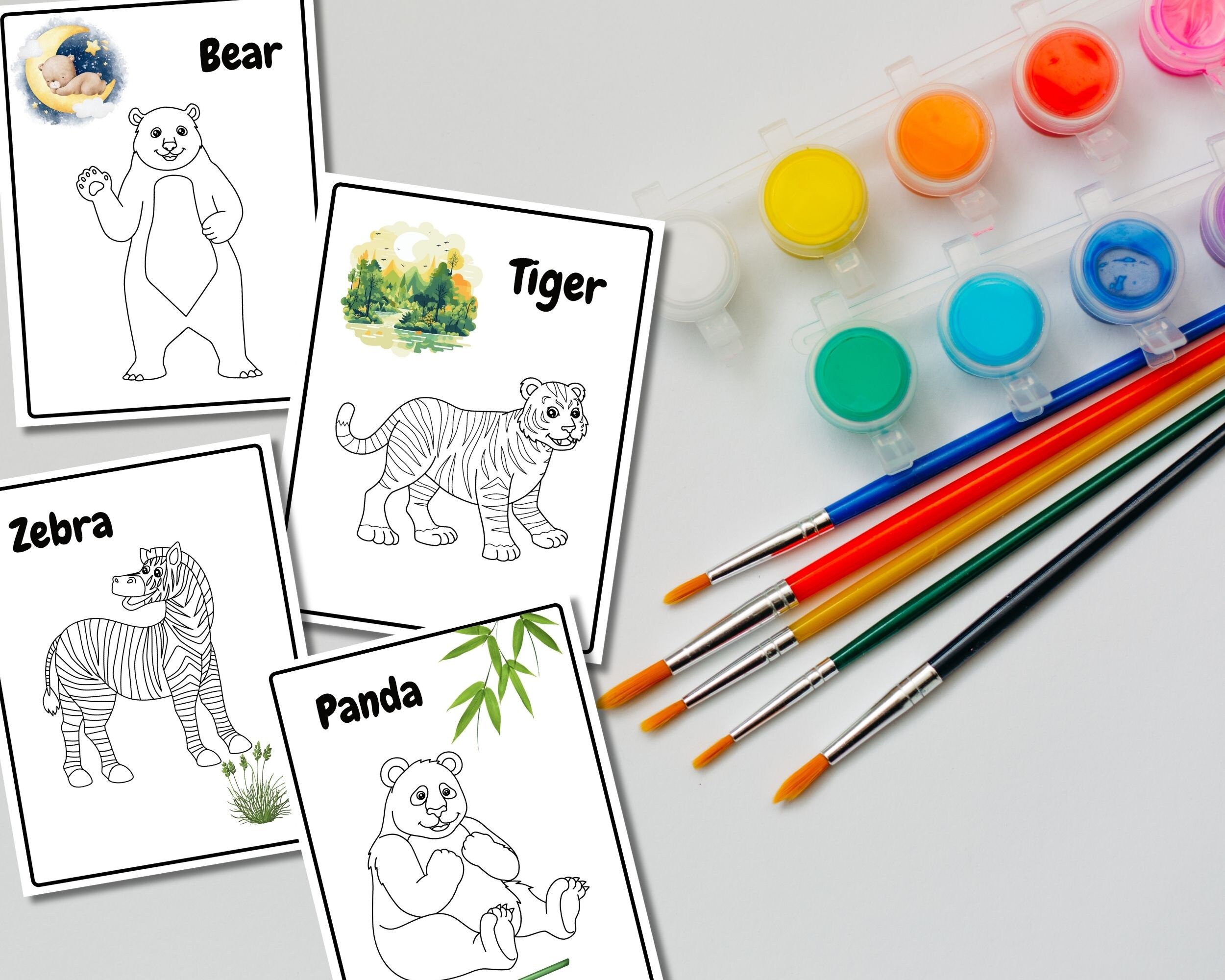 Wild Animal Coloring Pages for Kids, Digital Coloring Book, Digital ...