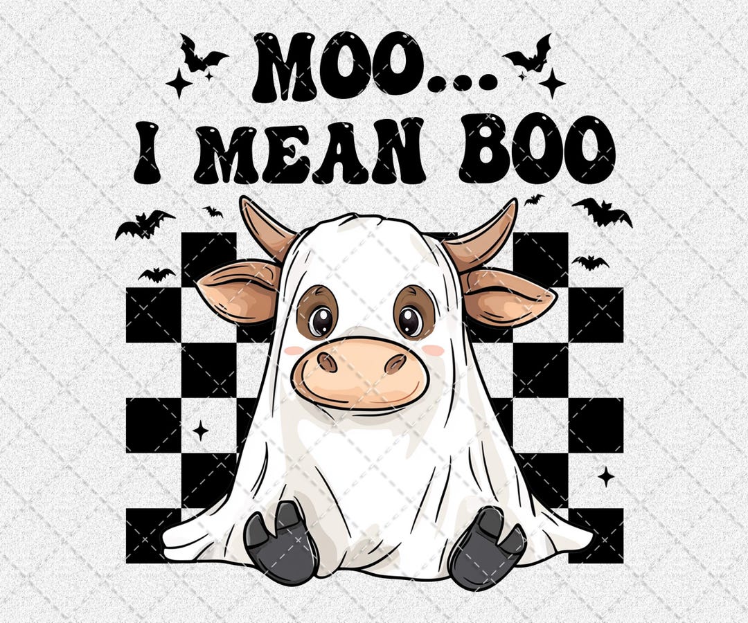 Moo I Mean Boo Png, Ghost Cow Png, Halloween Funny Cow Png, Cow Lover ...