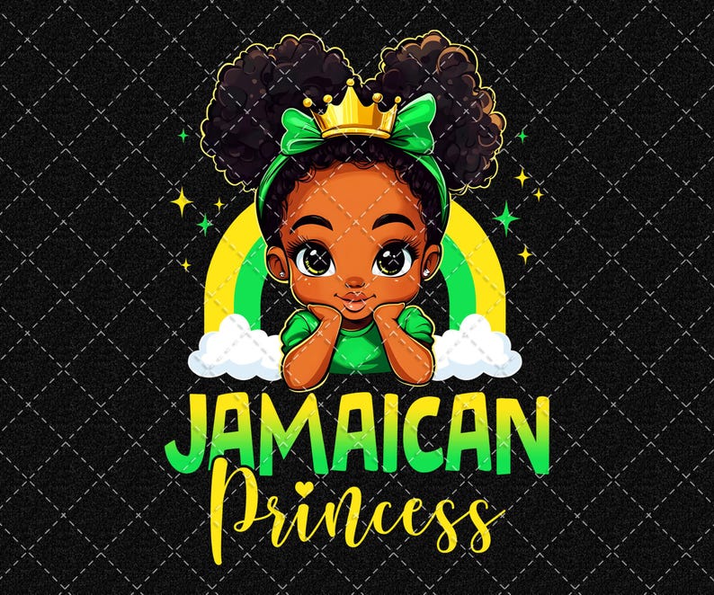 Jamaican Princess PNG: Girl With Crown, Jamaica Design (digital ...