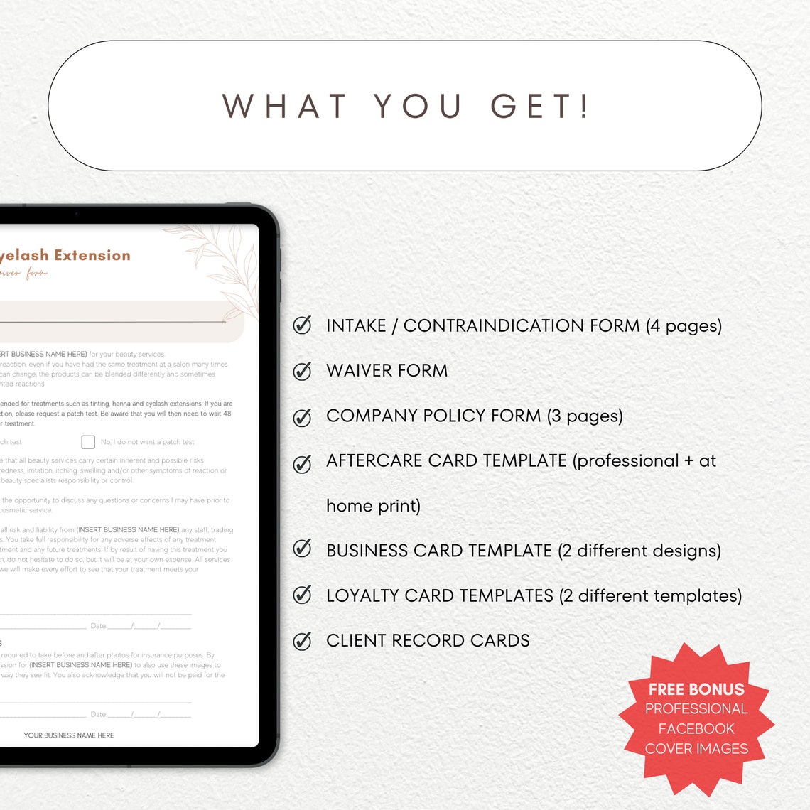 Eyelash Extension Forms - Editable Lash Consent Templates, Consultation ...
