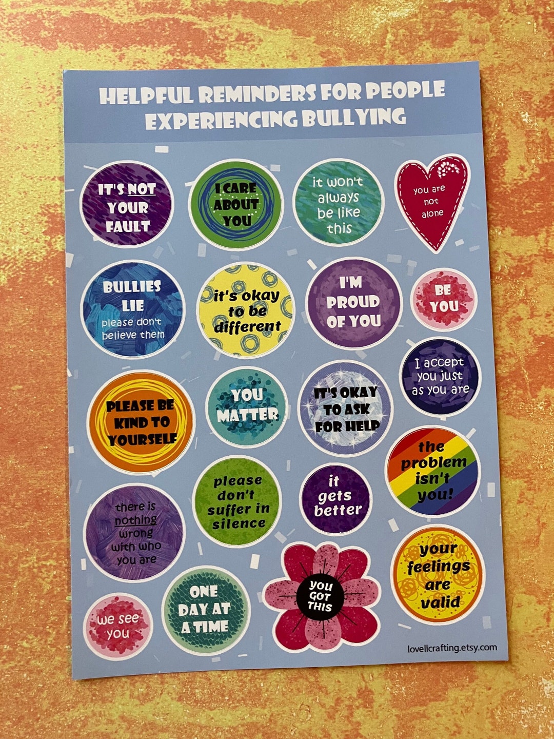 Bullying Support Sticker Sheet - Etsy