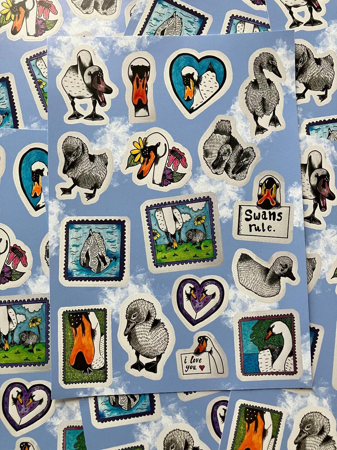 Swan Sticker Sheet - Etsy