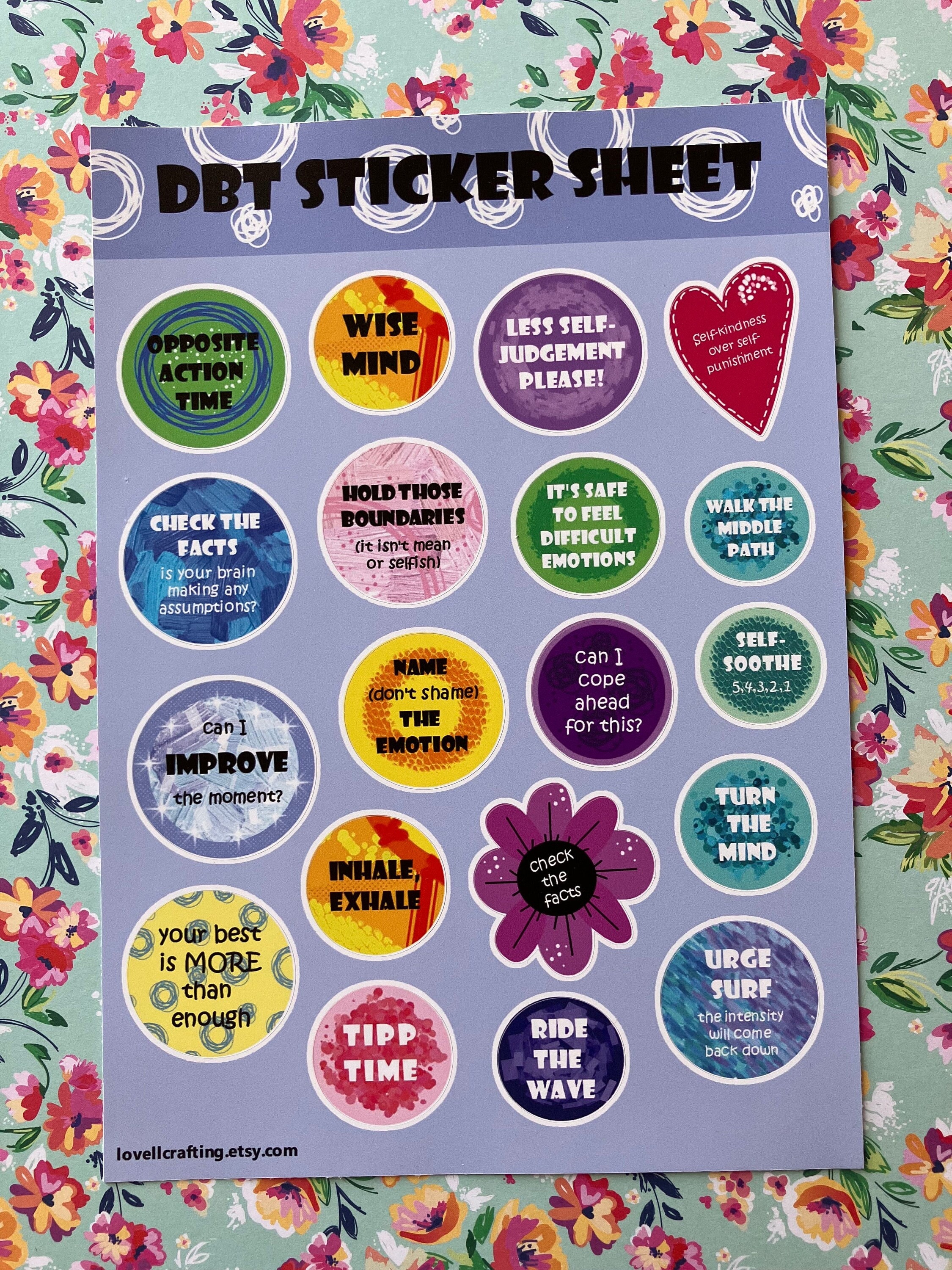 DBT Stickers | Dialectical Behaviour Therapy Skills Prompts - Etsy