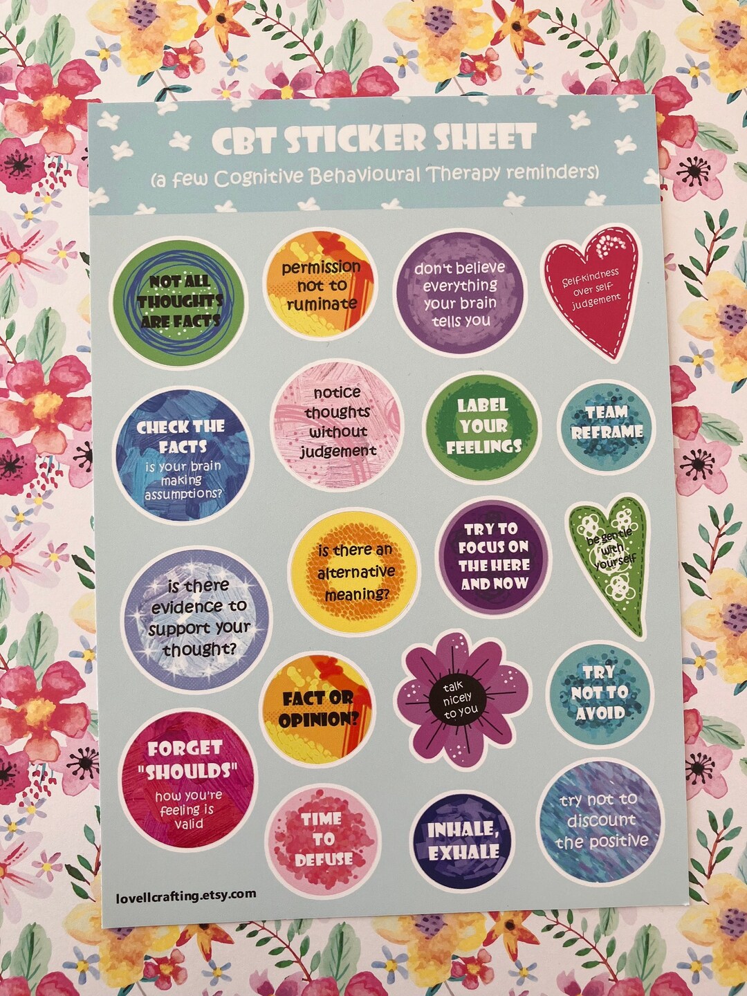 CBT Sticker Sheet | Cognitive Behavioural Therapy Reminders - Etsy
