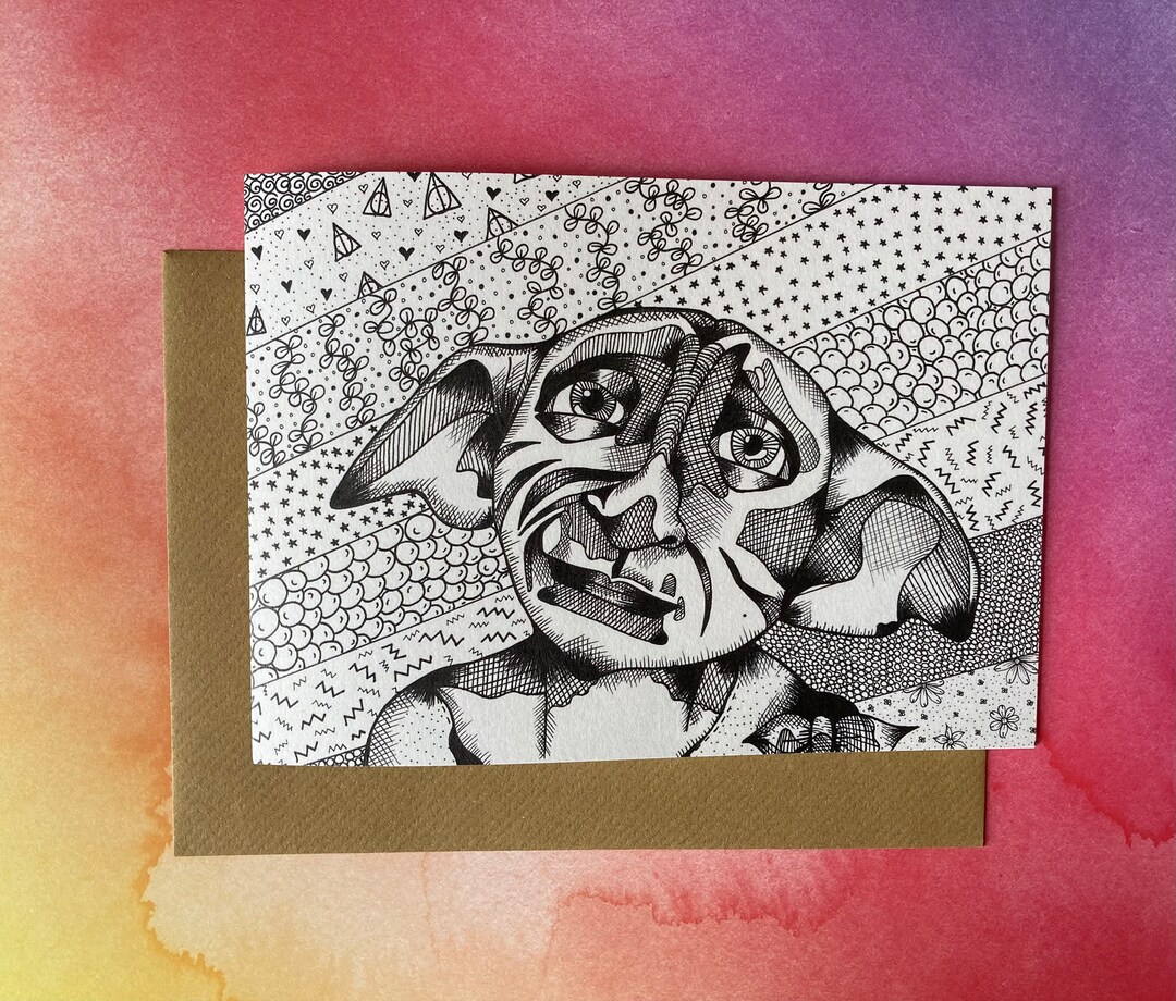Dobby harry Potter Card Hand Drawn Print - Etsy