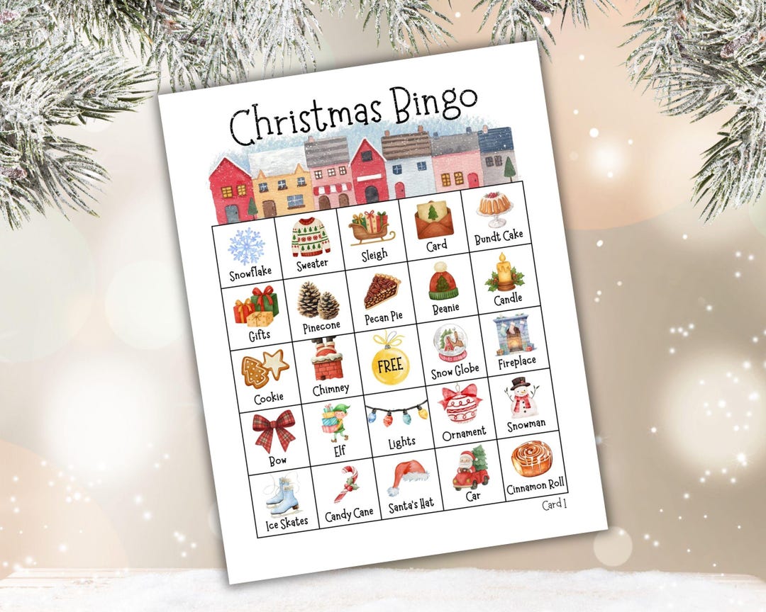 Christmas Bingo Printable PDF, 50 Unique Bingo Cards, Holiday Game for ...