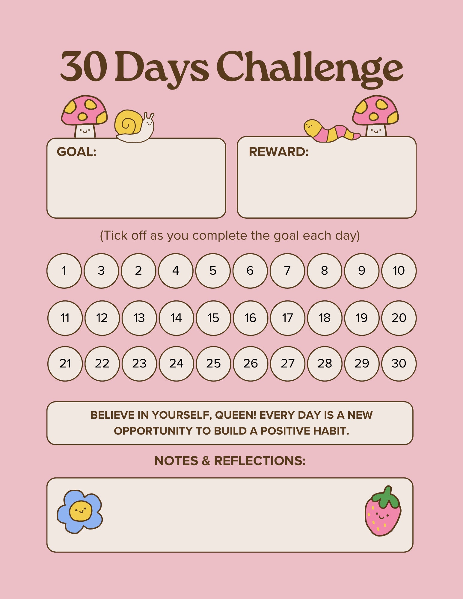 30 Days Challenge Chart Printable,digital 30 Days Habit Tracker ...