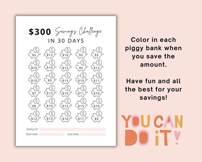 30 Days Savings Challenge Printable,money Savings Challenge Bundle ...