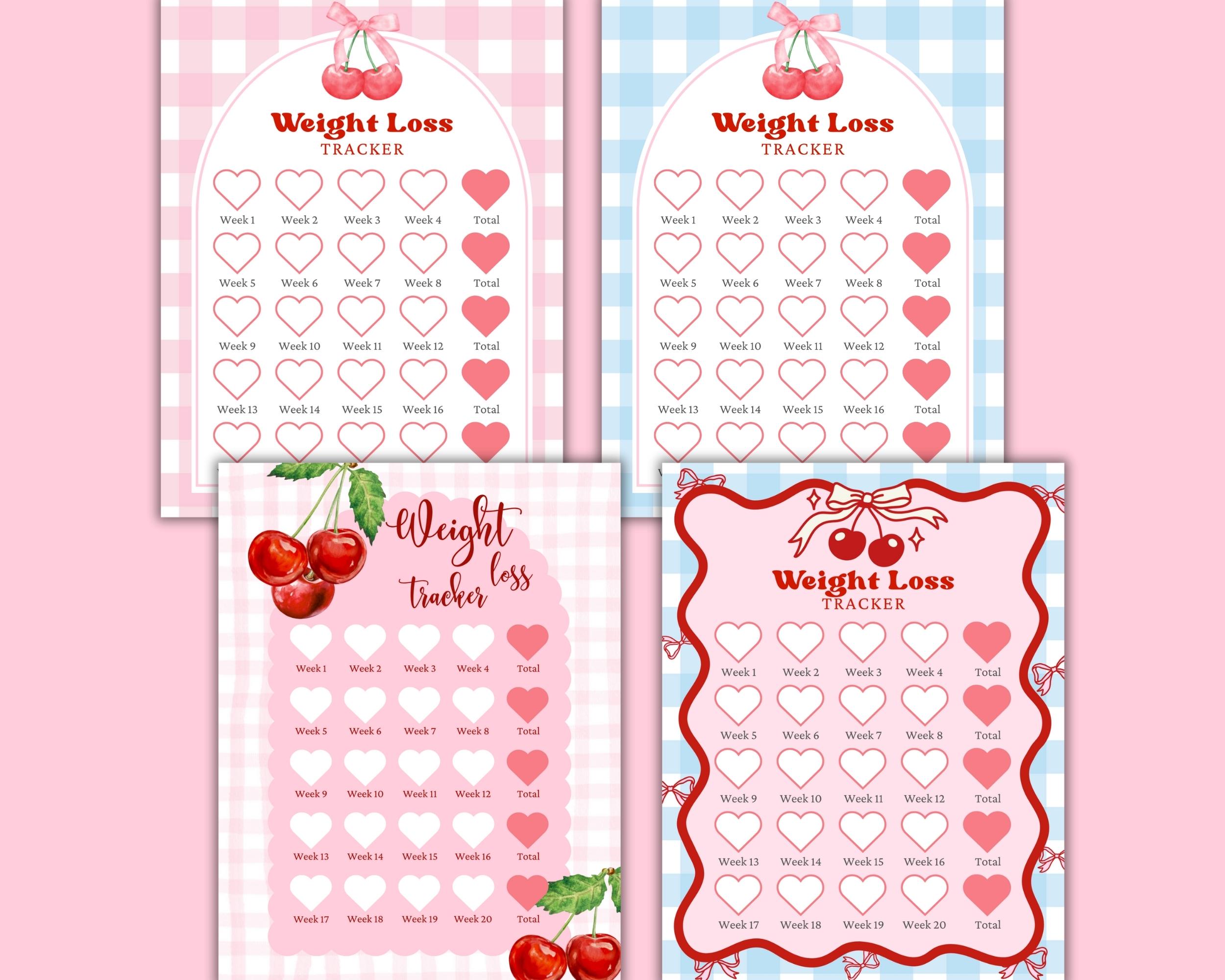 Printable Weight Loss Tracker | 20 Week Cherry Goal Tracker | Cute ...