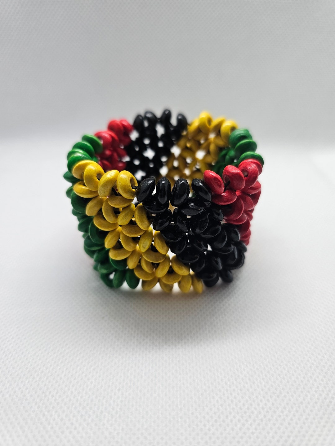 1 Pc Rasta Bracelet Colorful Wooden Rasta Bangle Rasta Stretch String ...