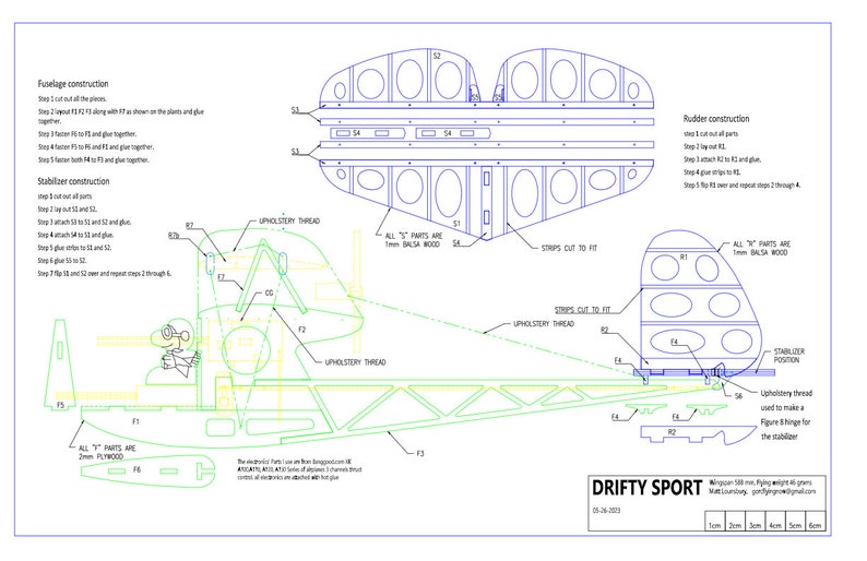 Aircraft RC Plane Model Drifty Sport Digital Plans / Laser Cuting Dxf ...