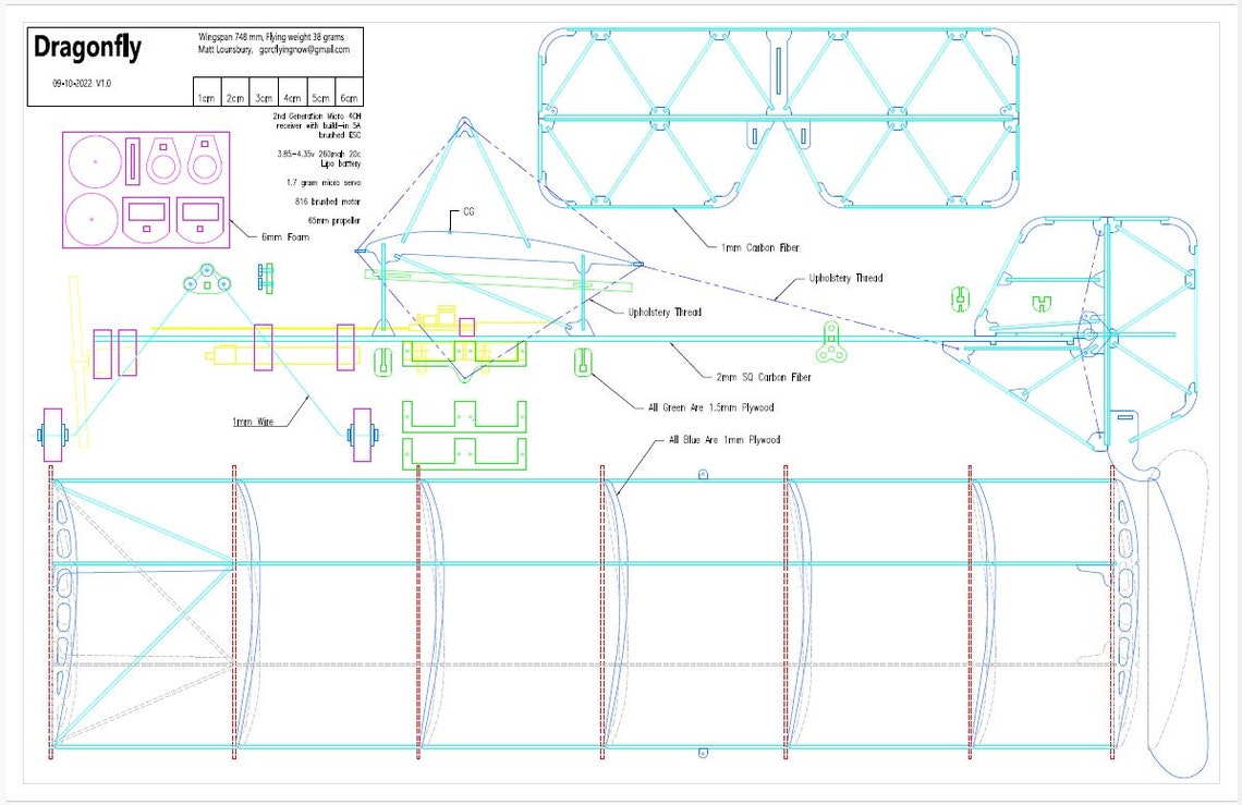Aircraft RC Plane Model Dragonfly Digital Plans / Laser Cuting, Dxf ...