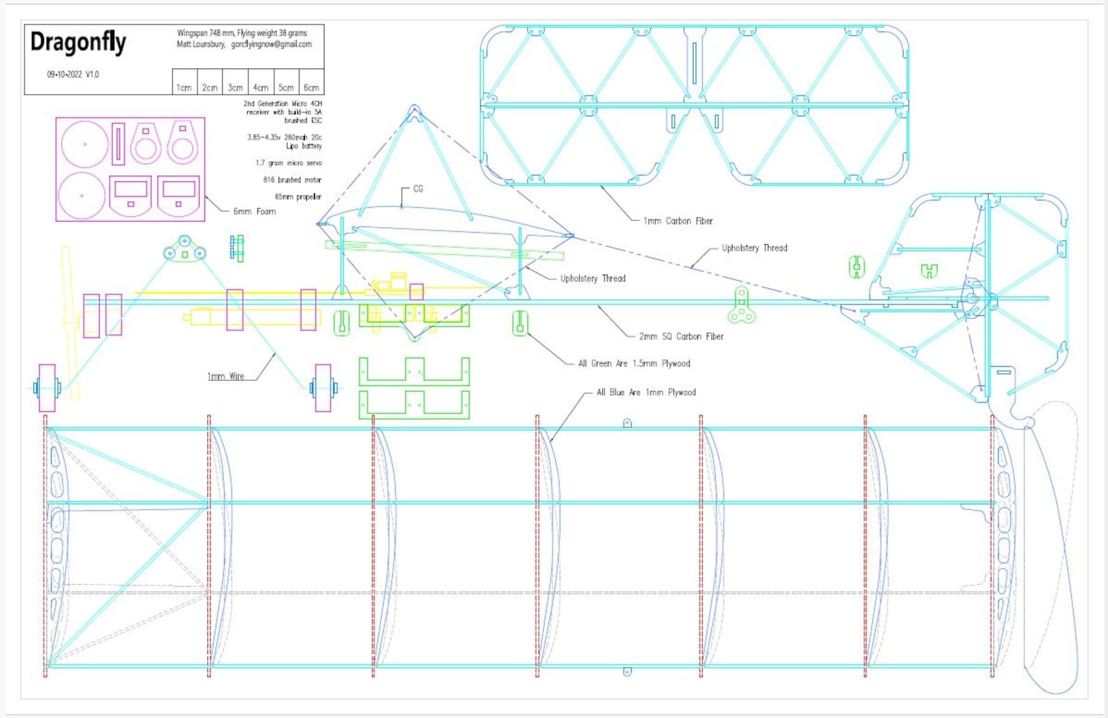 Aircraft RC Plane Model Dragonfly Digital Plans / Laser Cuting, Dxf ...