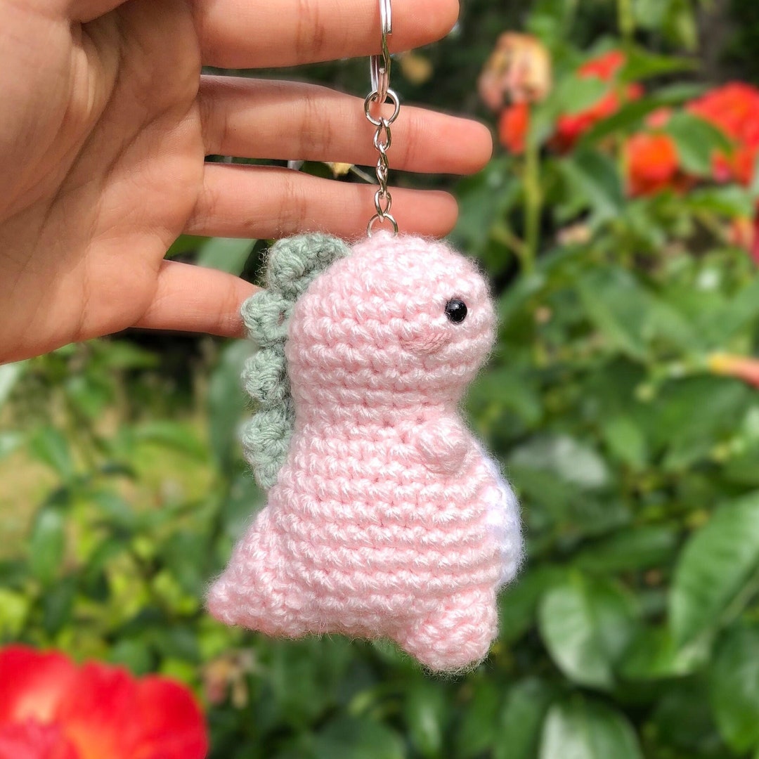 Mini Chubby Dino Keychain Crochet Keychain Dinosaur Keyring Crochet ...