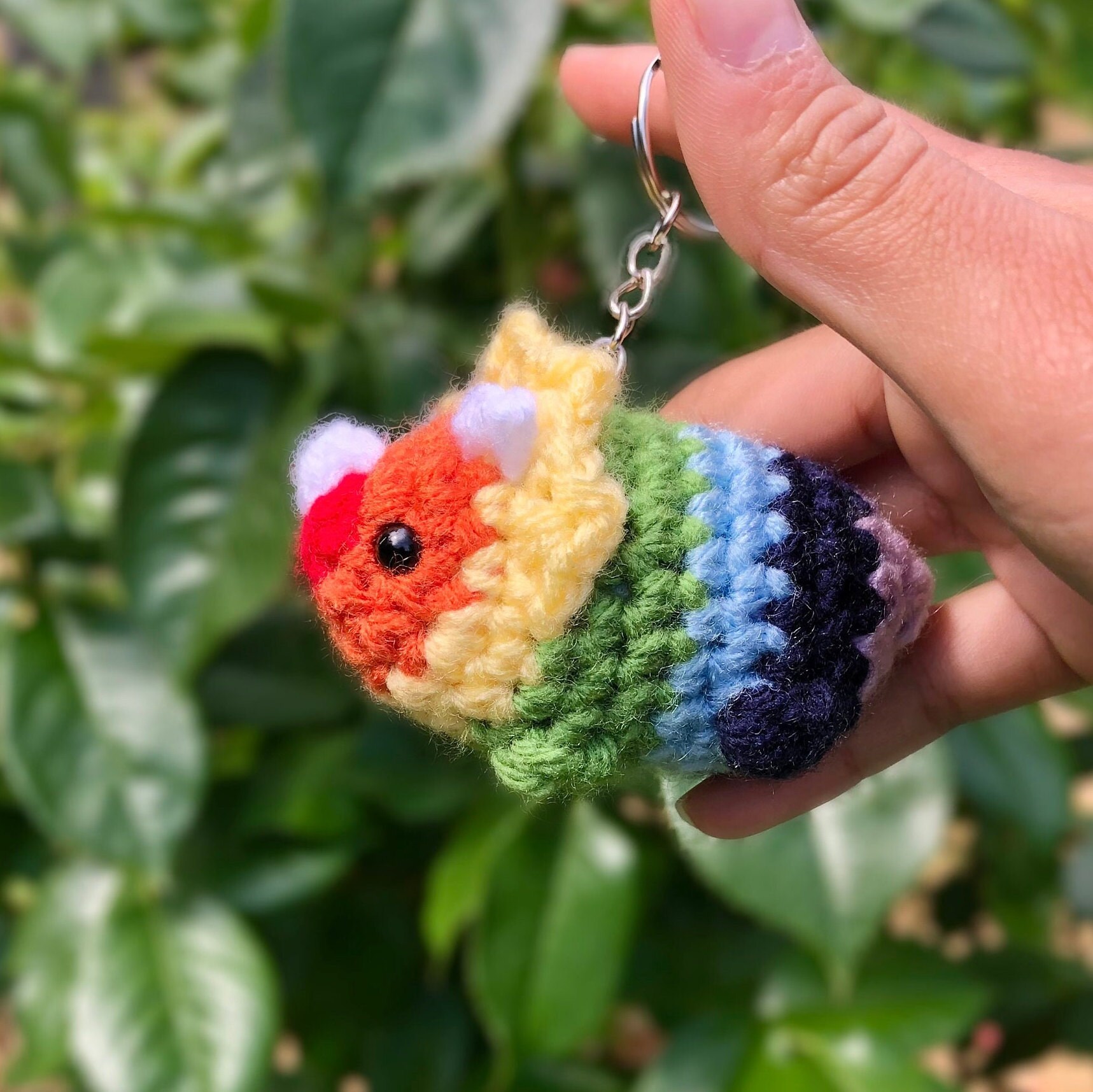 Rainbow Chubby Triceratops Keychain Crochet Keychain Dinosaur Pride ...