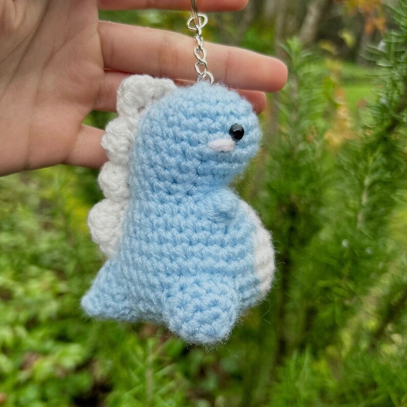 Mini Chubby Dino Keychain Crochet Keychain Dinosaur Keyring Crochet ...