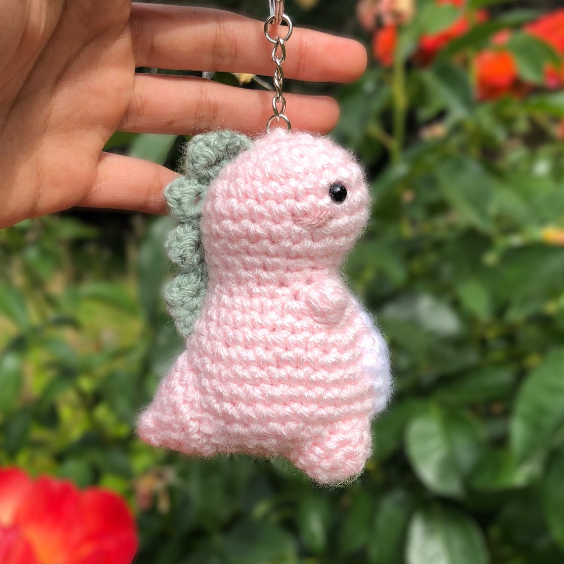 Mini Chubby Dino Keychain Crochet Keychain Dinosaur Keyring Crochet ...
