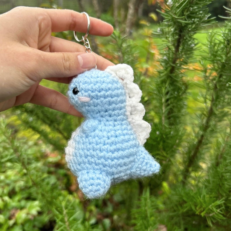 Mini Chubby Dino Keychain Crochet Keychain Dinosaur Keyring Crochet ...