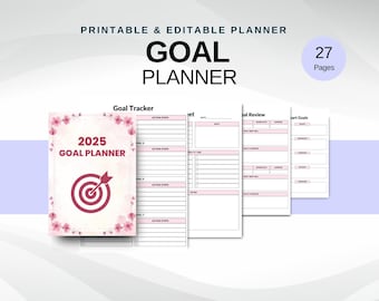 Goal Planner Template | Canva Editable Goal Setting Organizer - Etsy