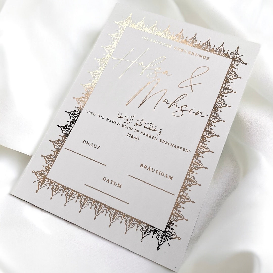 Islamic Marriage Certificate on A4 Paper Dini Nikah Belgesi Nikah ...