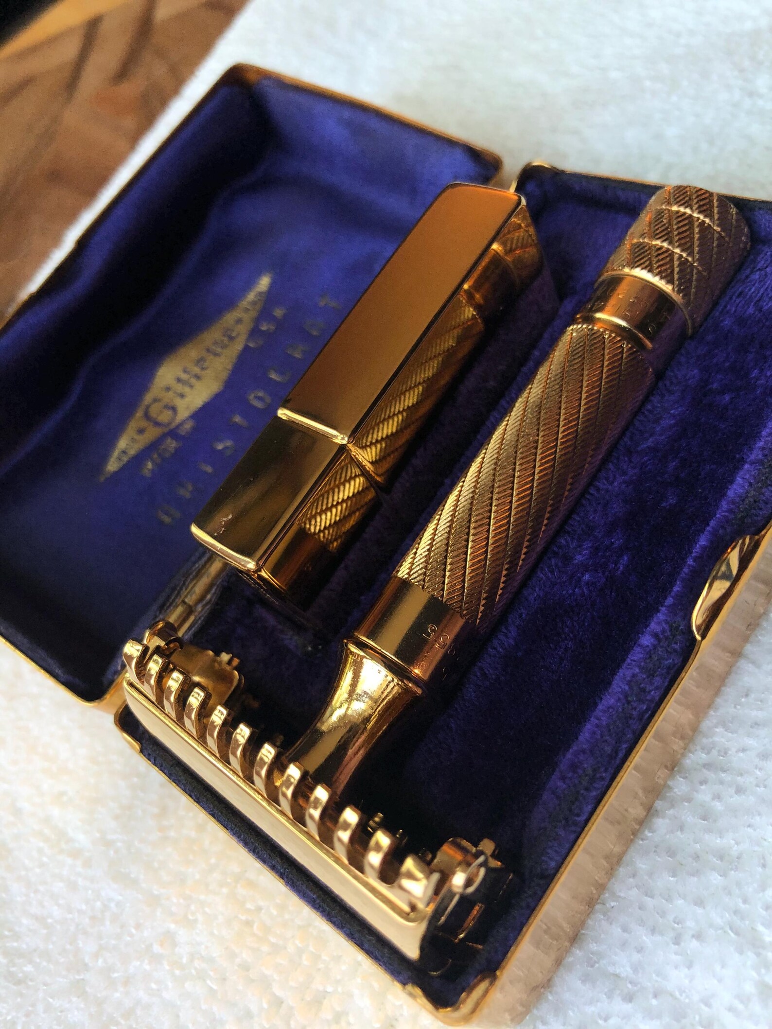 Restored 24K Gold Gillette Aristocrat Gen 1 open Comb TTO Razor With ...