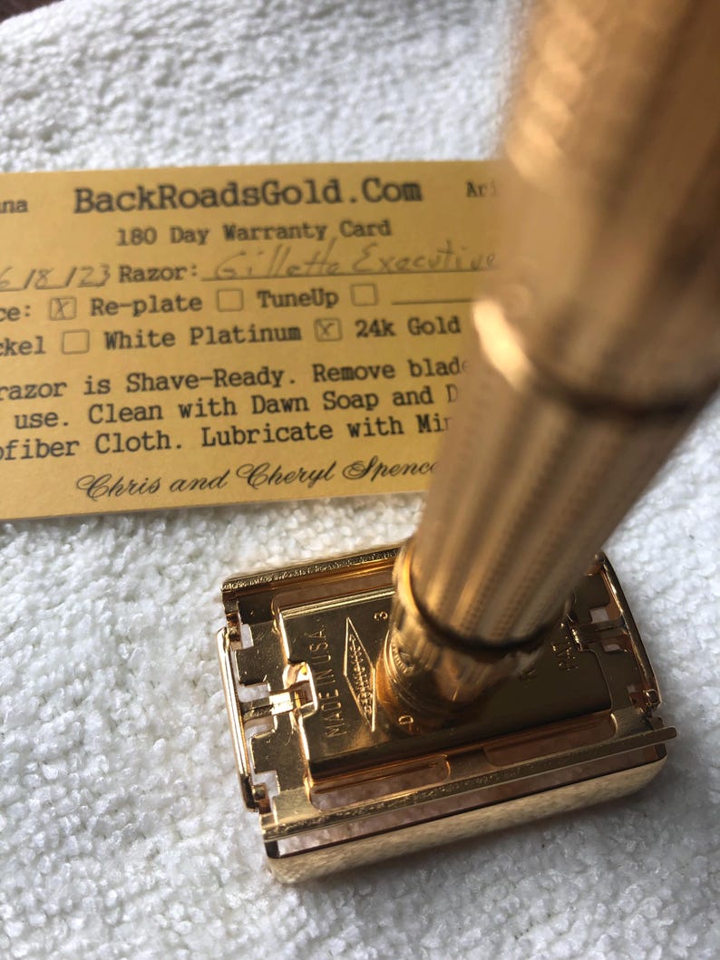 Restored 24K Gold Plated Gillette Executive fatboy Adjustable Razor D3 ...