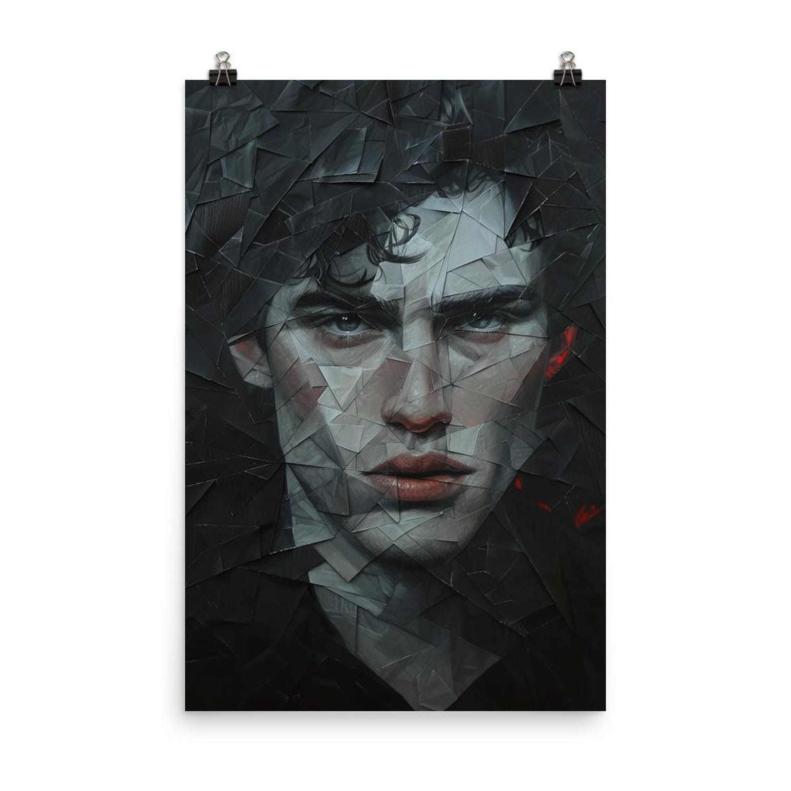Unique Abstract Male Portrait Poster - Modern Cubist Style Art - Mixed ...