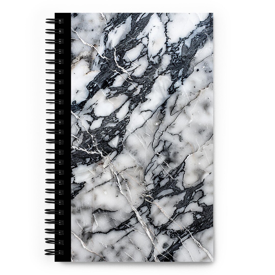 Black Marble Spiral Notebook | Soft-touch Hardcover, Lined Journal - Etsy