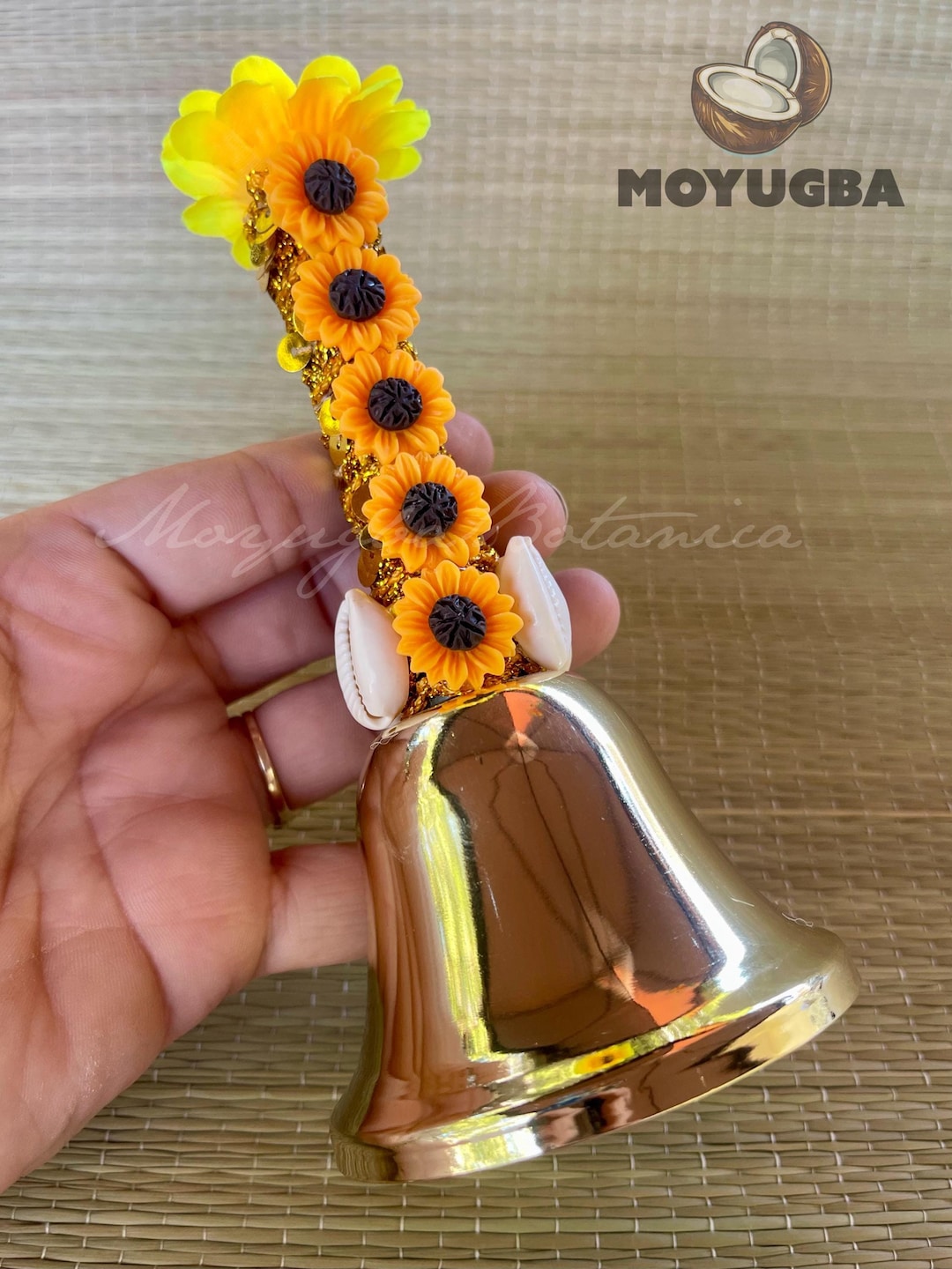 OSHUN Bell/campana With Sunflowers and Cowrie Shells - Santeria/yoruba ...