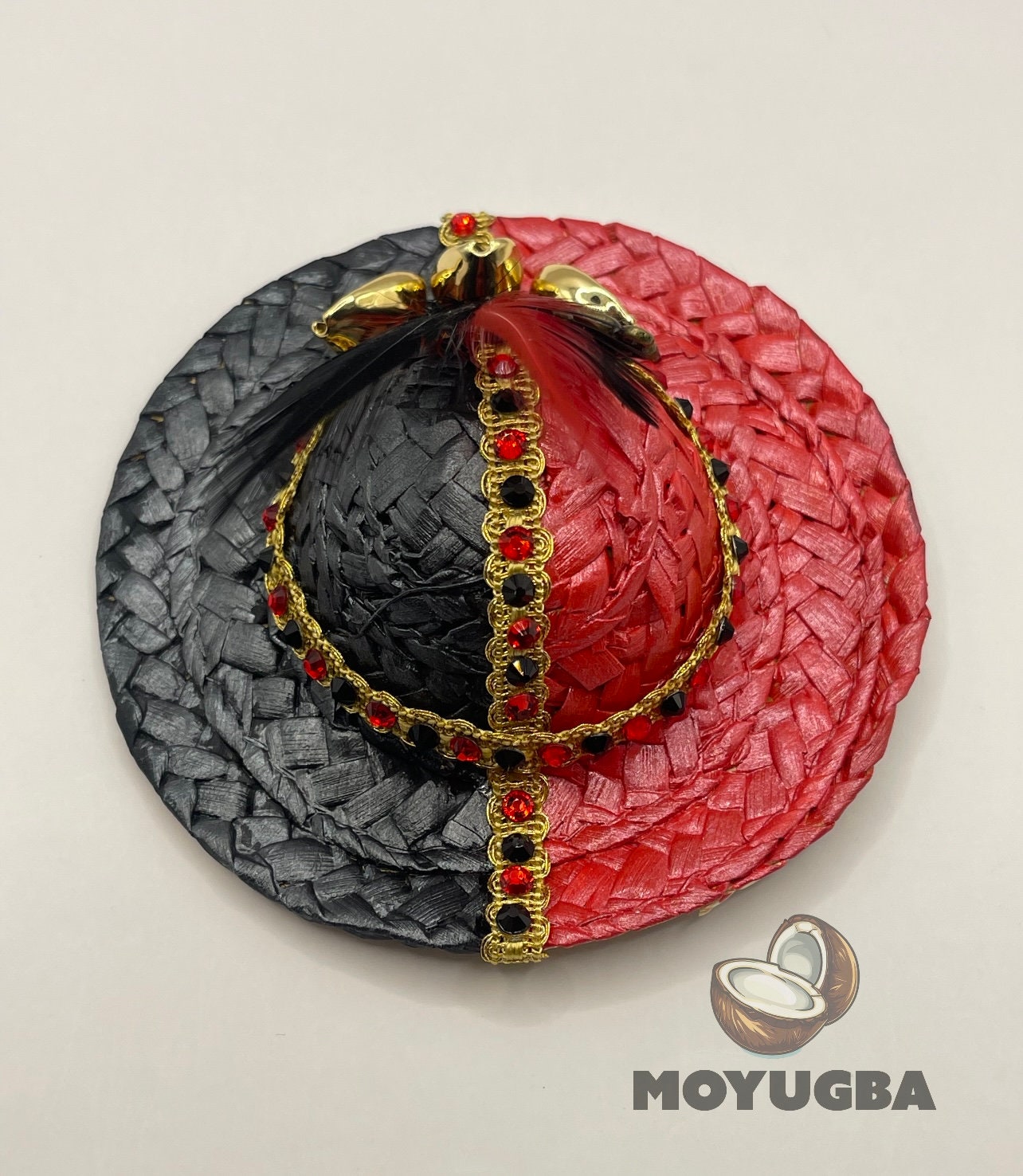 Rhinestoned Eleggua Straw Hat Santeria/yoruba - Etsy