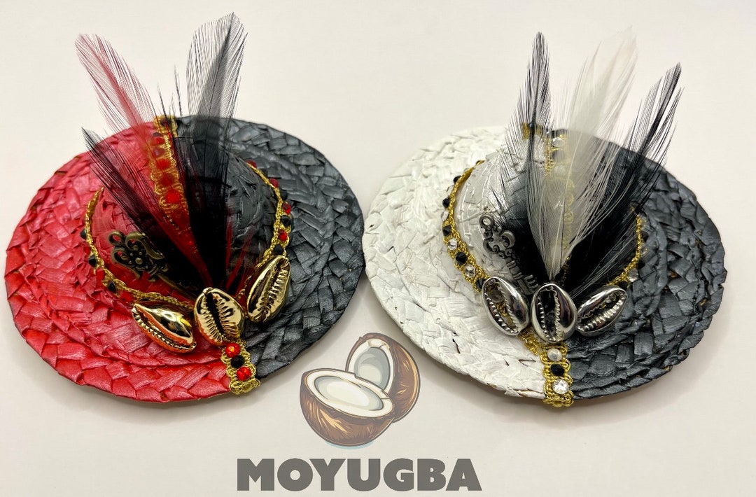 Rhinestoned Eleggua Straw Hat Santeria/yoruba - Etsy