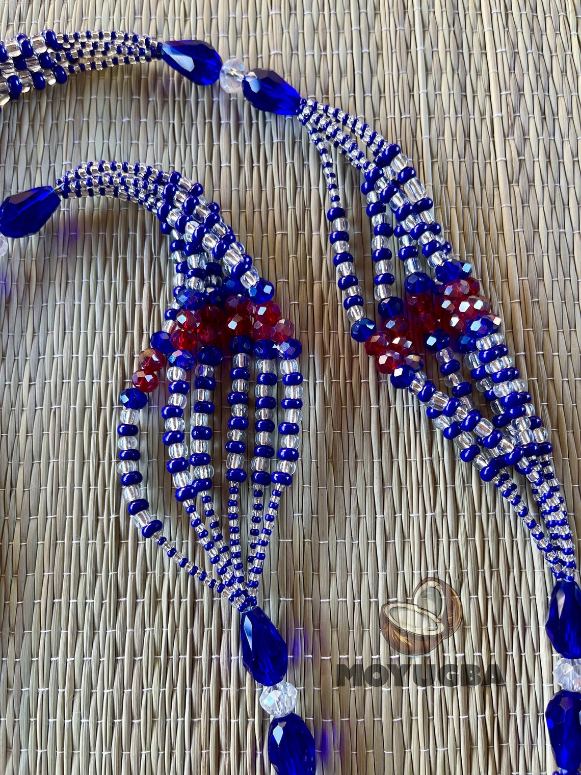 YEMAYA OKUTE Blue/red Set - Seed Beaded Mazo and Ilde - Etsy