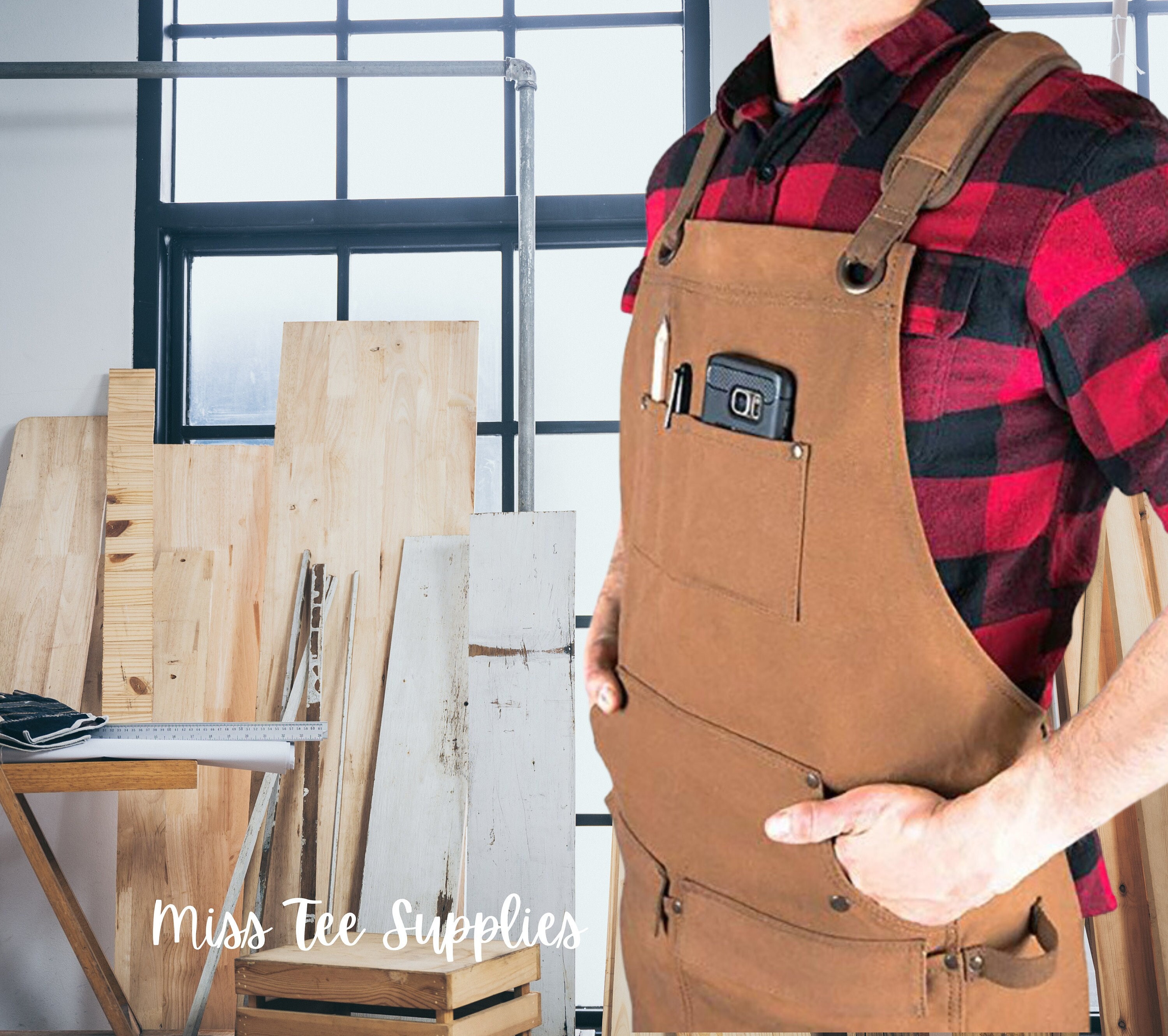 Canvas Waxed Apron for Men and Women Waterproof Apron for Work Barbers ...