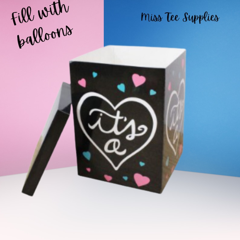 Gender Reveal Box Black Surprise Reveal Balloon Kit Gender Reveal ...