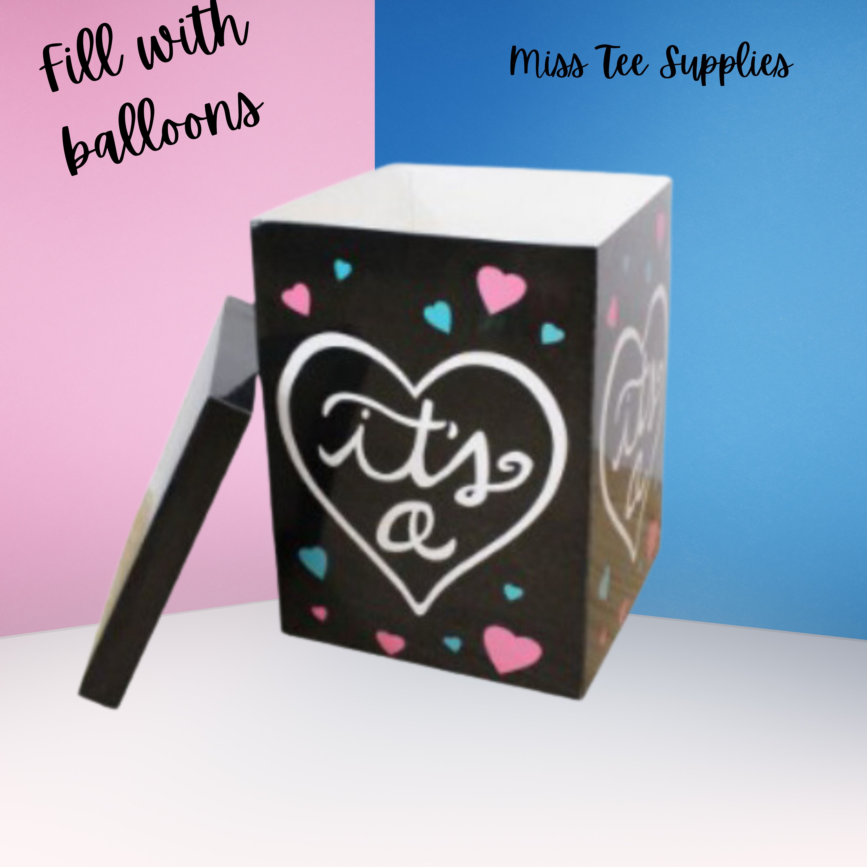 Gender Reveal Box Black Surprise Reveal Balloon Kit Gender Reveal ...