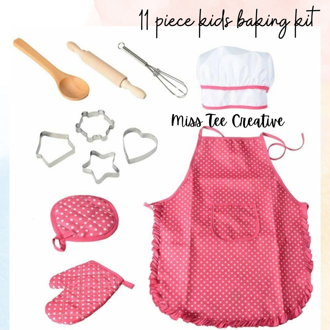 11pc Kids Baking Kit Children's Apron and Bakers Hat Set Baking Tools ...