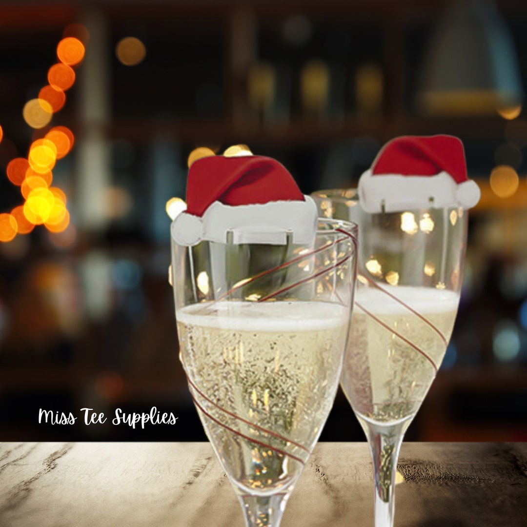 Santa Hat Champagne Glass Decoration 10 Piece Champagne Glass Christmas ...