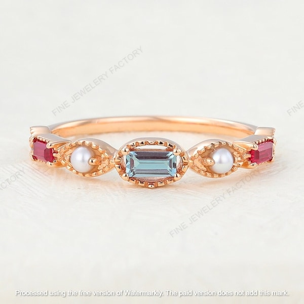 Alexandrite Pearl and Ruby Ring - Etsy