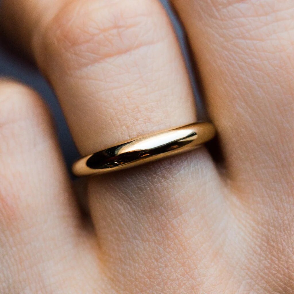 14k Gold Plated Dome Ring, Chunky Ring, Womens Plain Bubble Ring, Thick ...