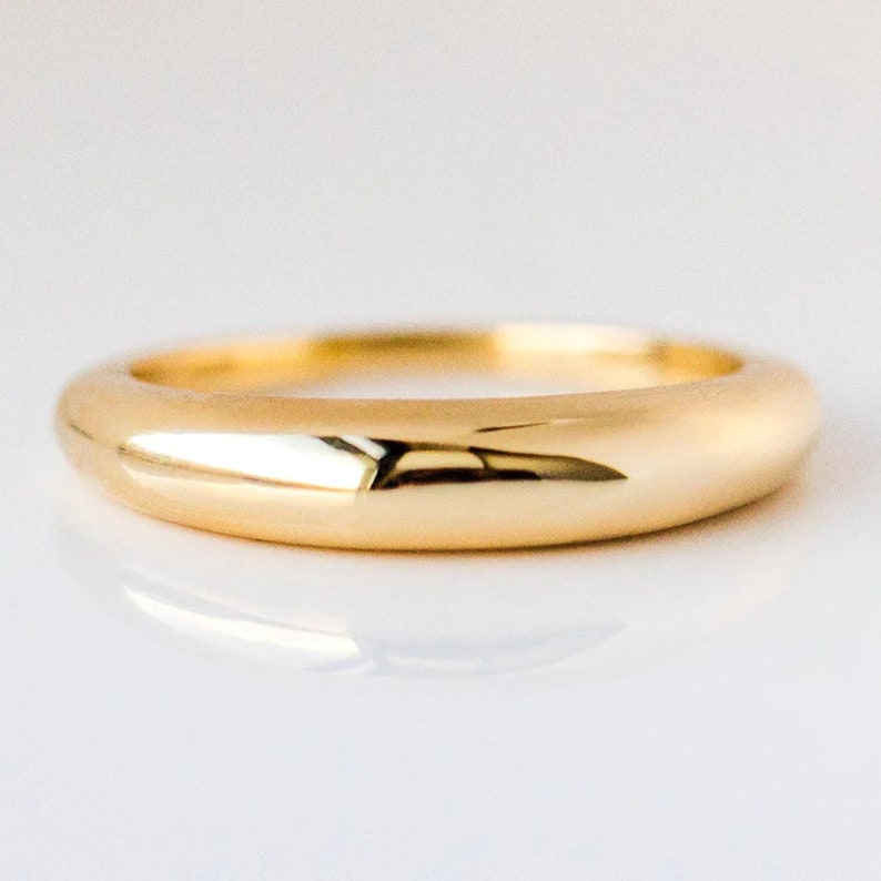 14k Gold Plated Dome Ring, Chunky Ring, Womens Plain Bubble Ring, Thick ...