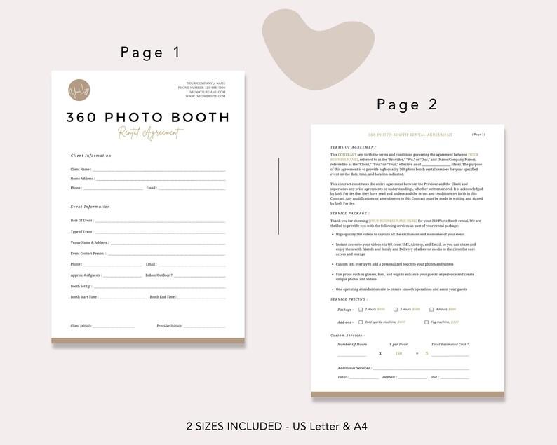 360 Photo Booth Contract Template Photo Booth Template Canva - Etsy
