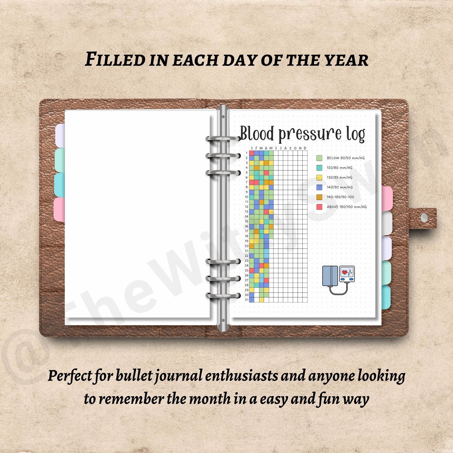 Blood Pressure Tracker Journal Pages Printable Yearly Tracker Bujo ...