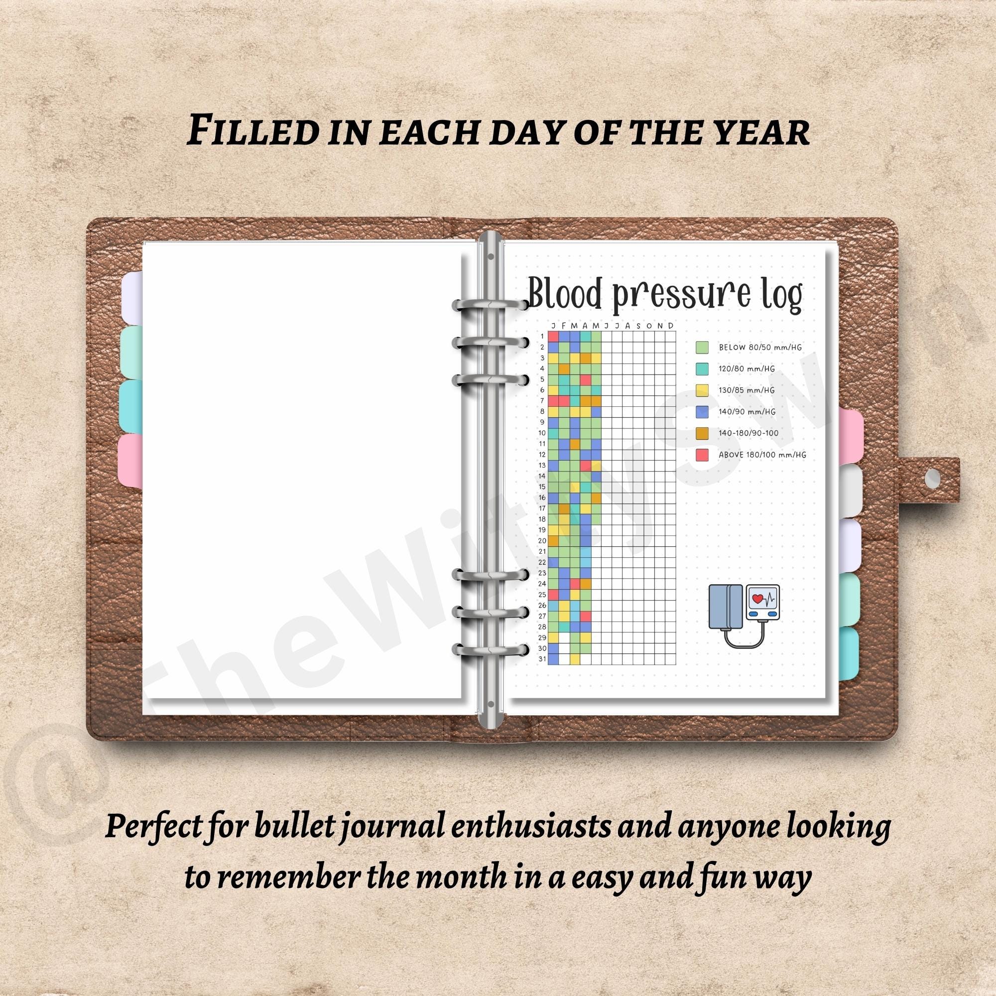 Blood Pressure Tracker Journal Pages Printable Yearly Tracker Bujo ...