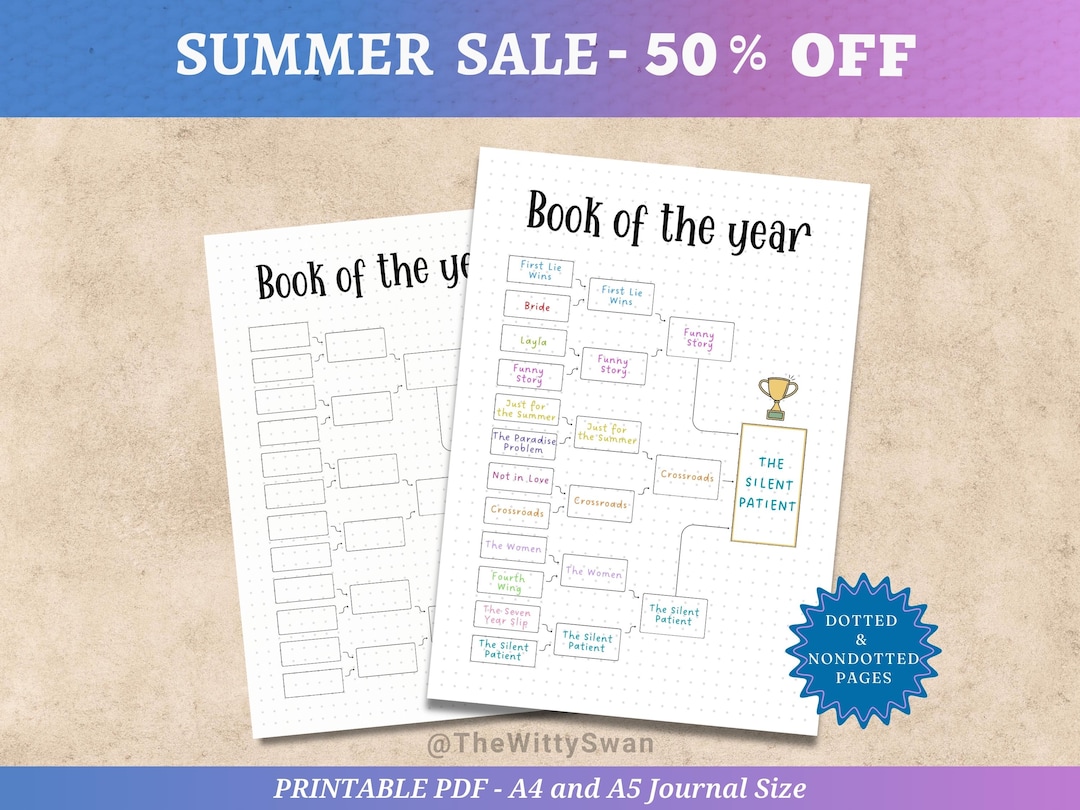 Book of the Year Printable Journal Page Reading Tracker Bujo Printable ...