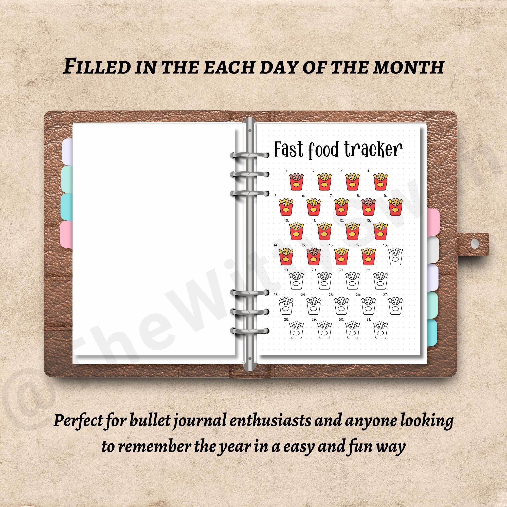 Fast Food Tracker Journal Page Printable Monthly Tracker Bujo Printable ...