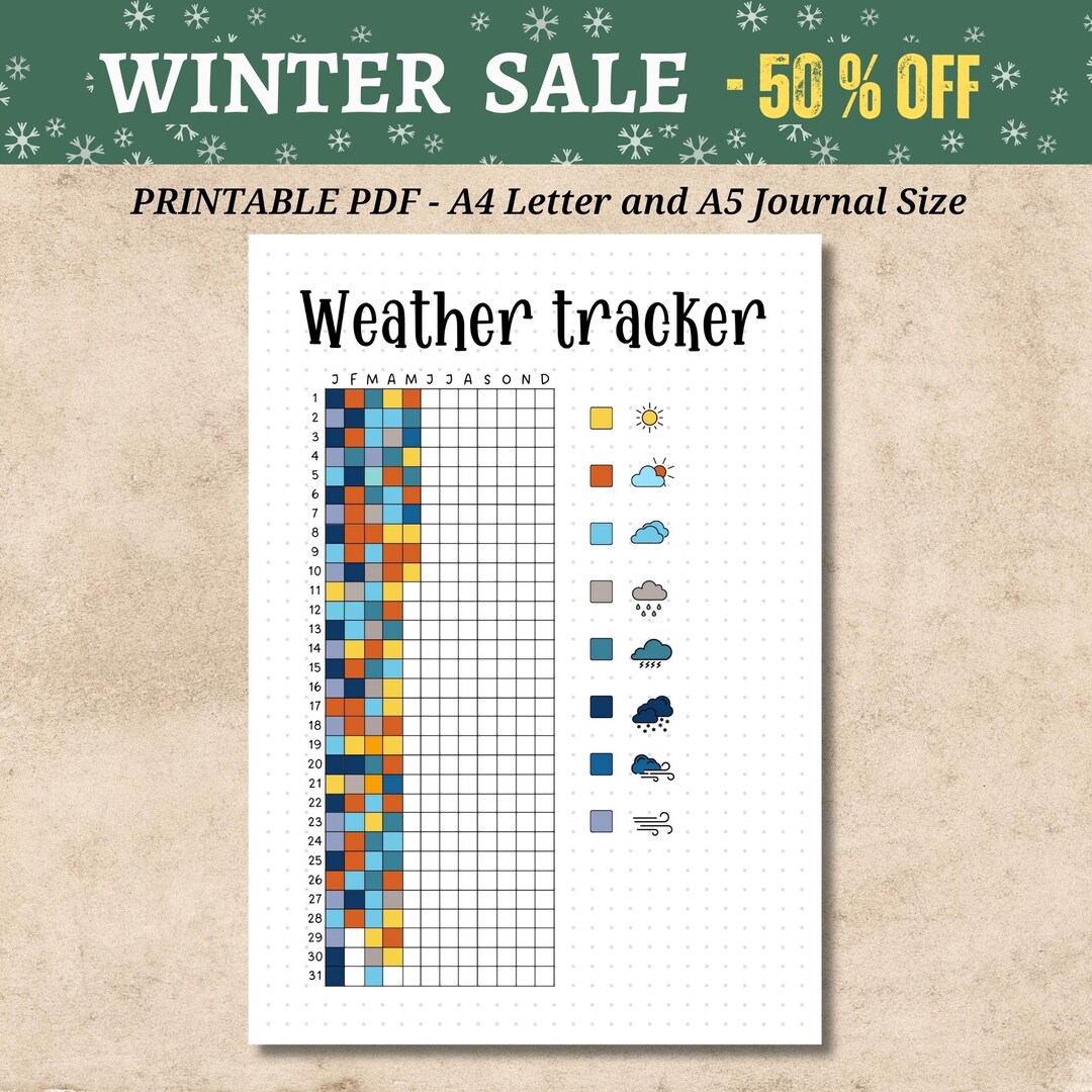 Weather Tracker Journal Pages Printable Yearly Tracker Bujo Printable ...